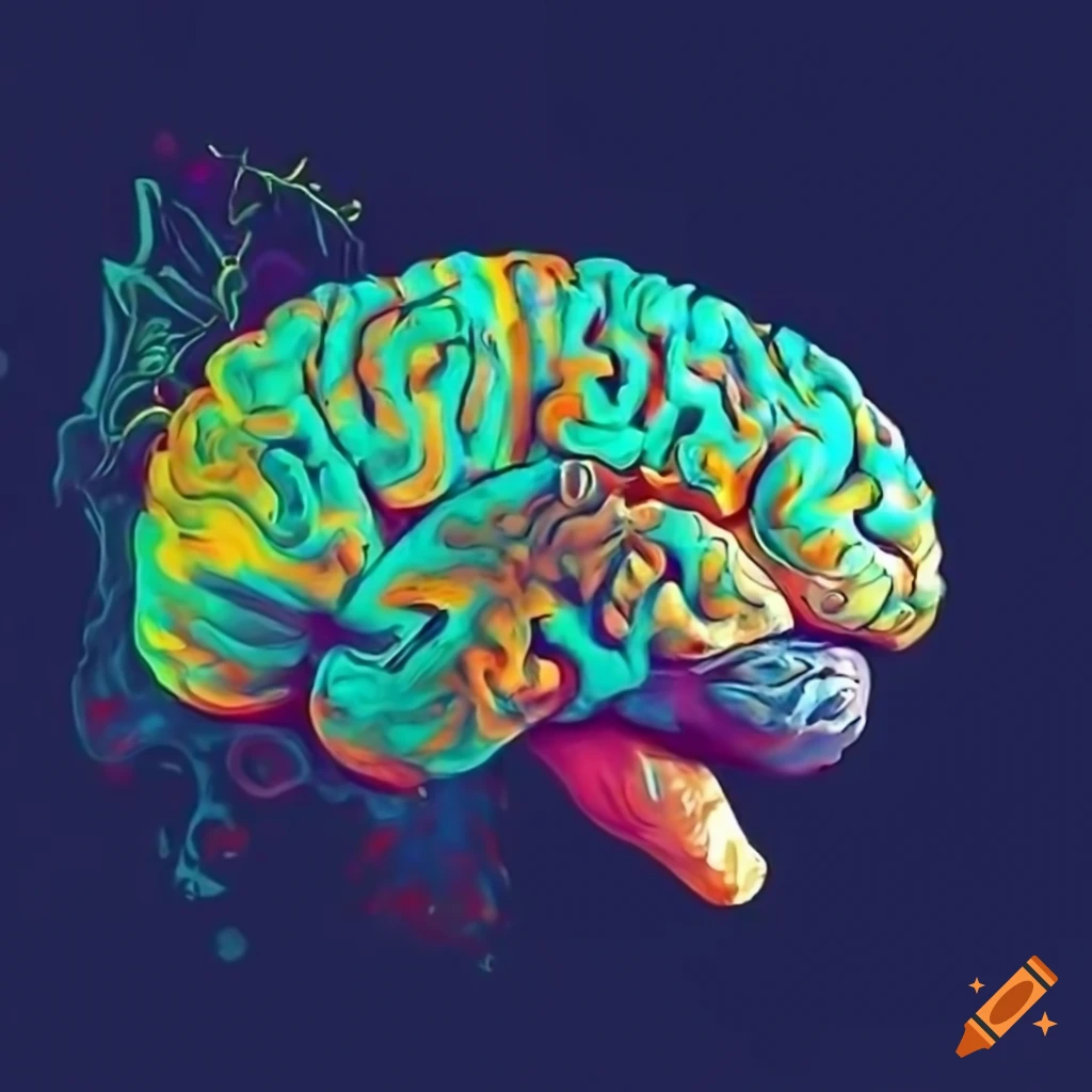 Brain with symbols representing intellectual giftedness and ...