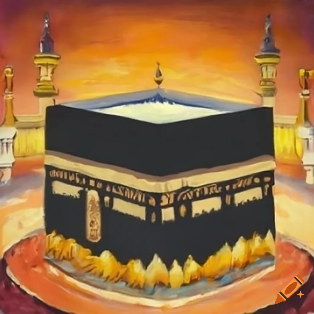 Kaaba with worshippers around on Craiyon