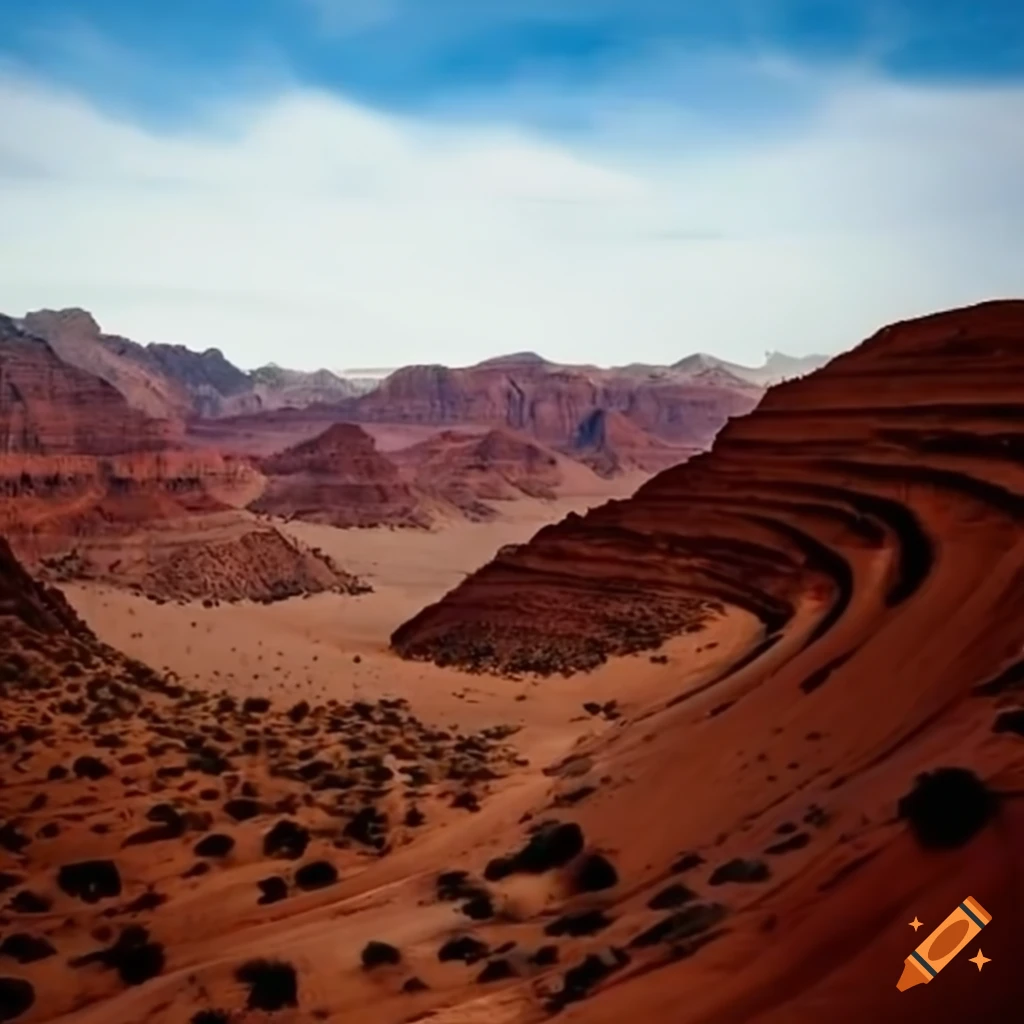 Spiral mountain valley in the desert on Craiyon