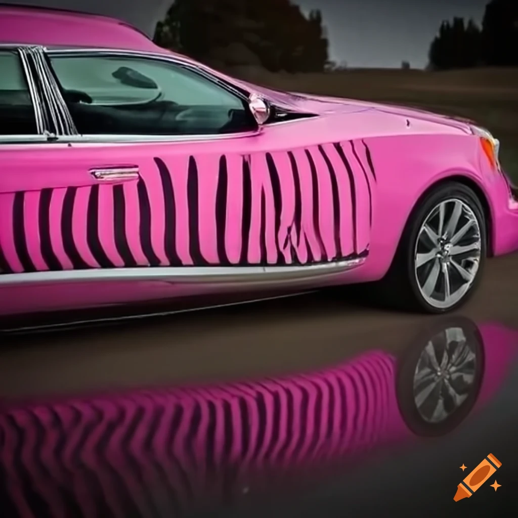 Pink zebra in a cadillac on Craiyon