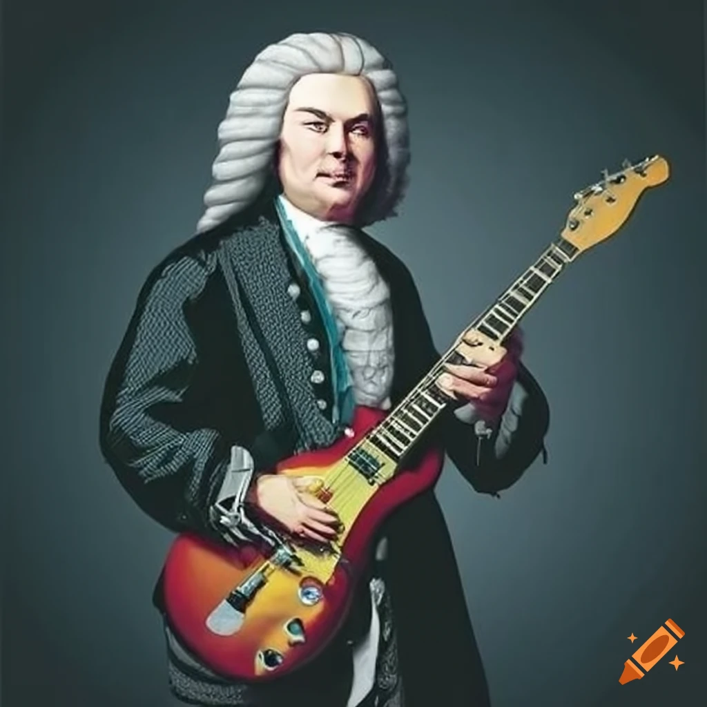 Bach playing an electric guitar on Craiyon