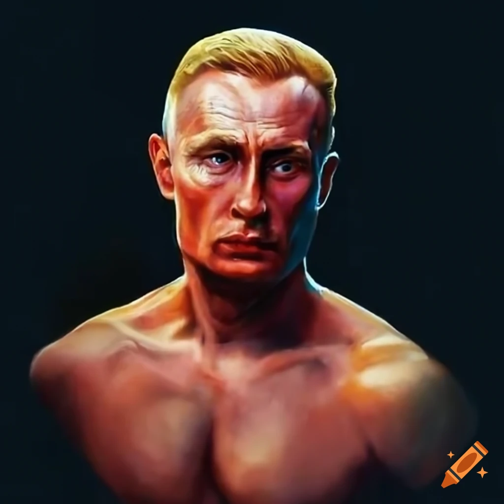 Portrait of vladimir putin as ivan drago on Craiyon