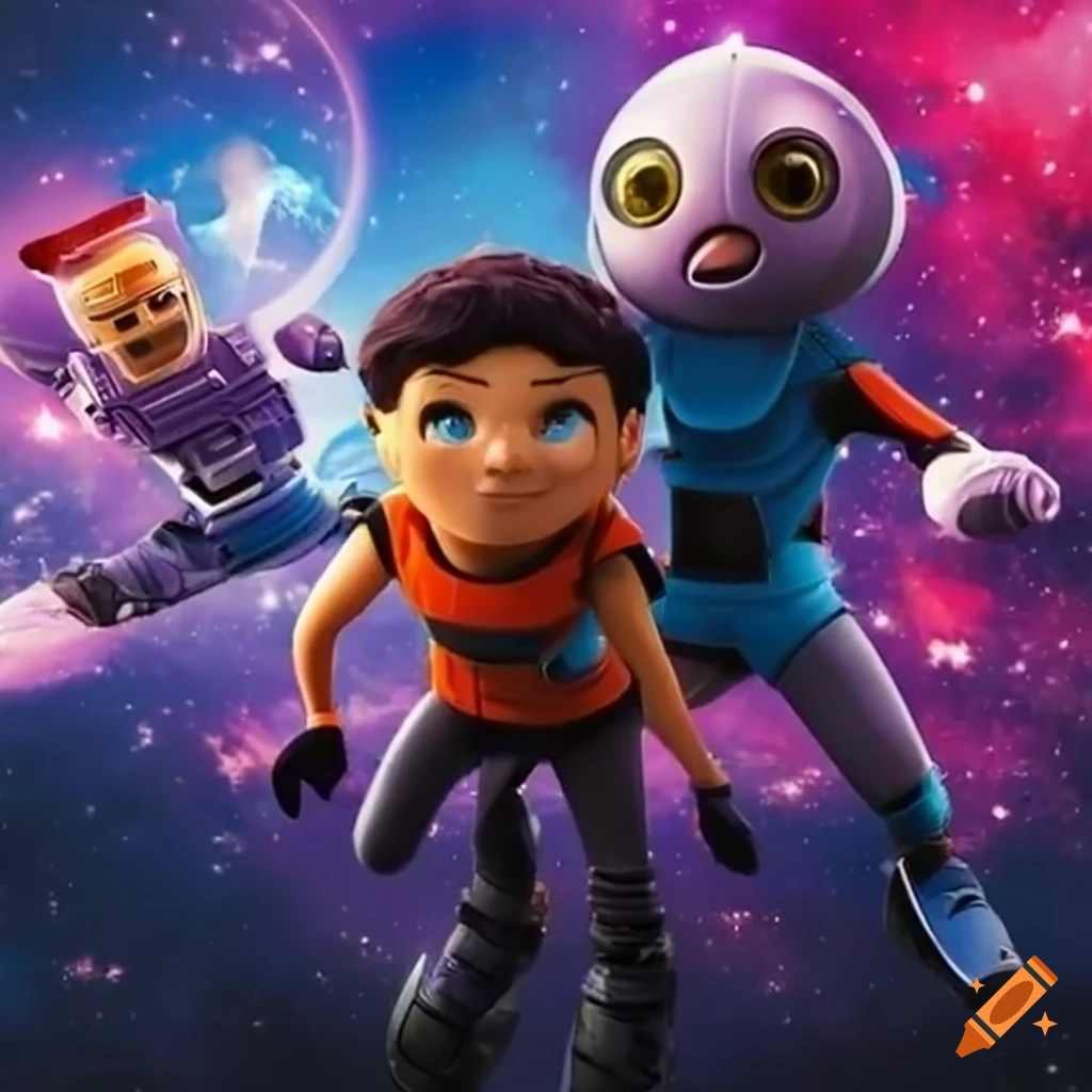 Three friends in space on Craiyon