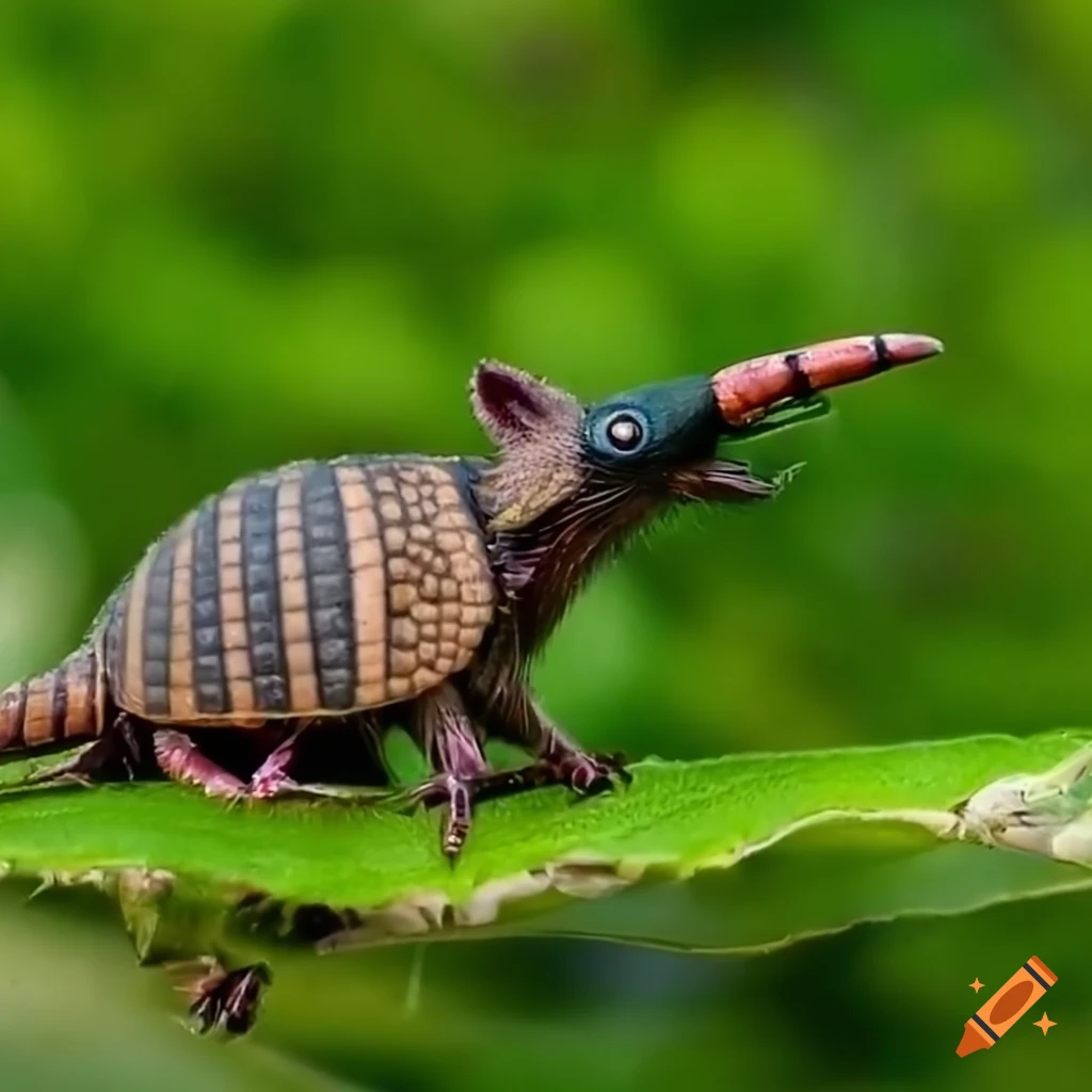 Colorful armadillo-beetle hybrid in full body view on Craiyon