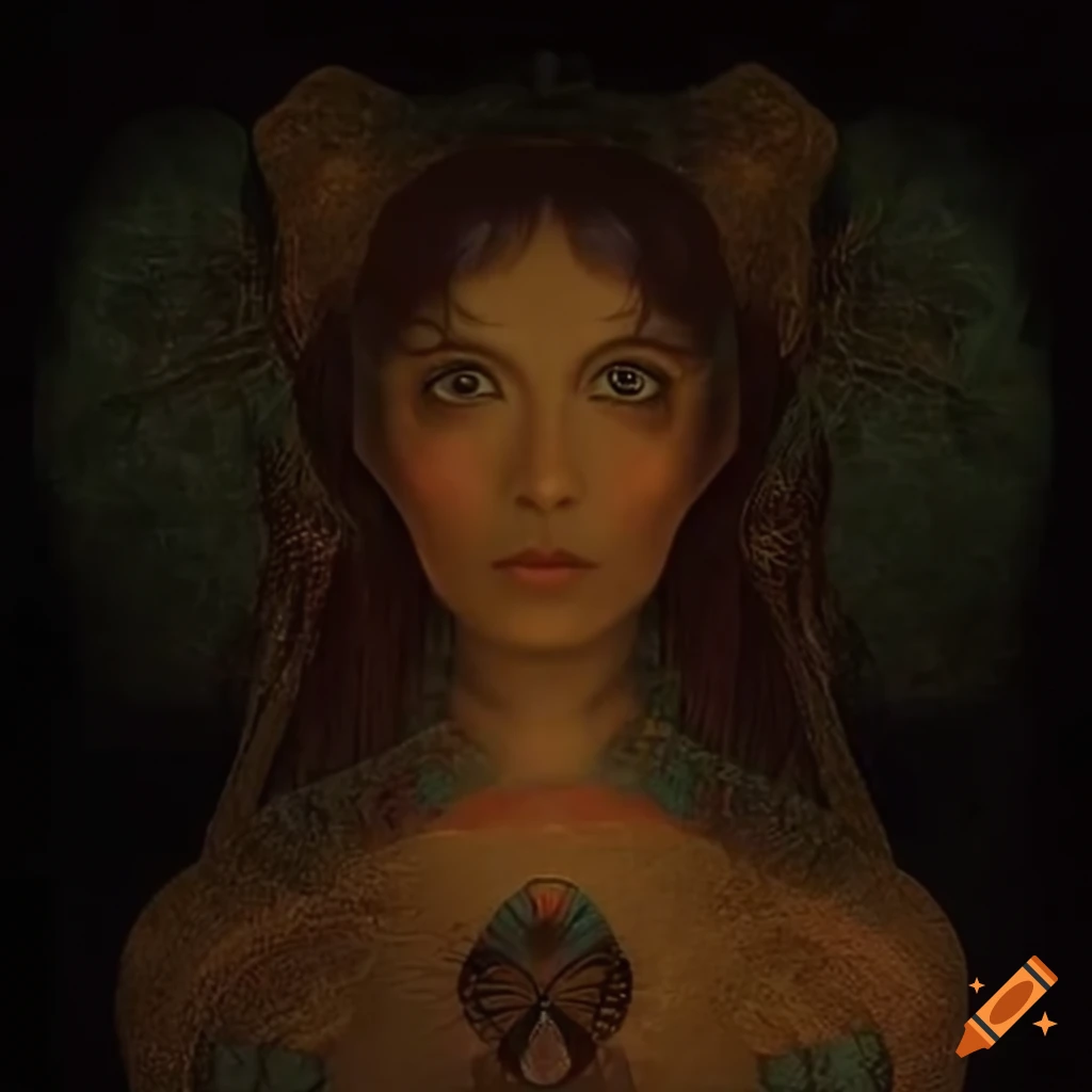 Illustration of a captivating woman with fantastical and authentic elements on Craiyon