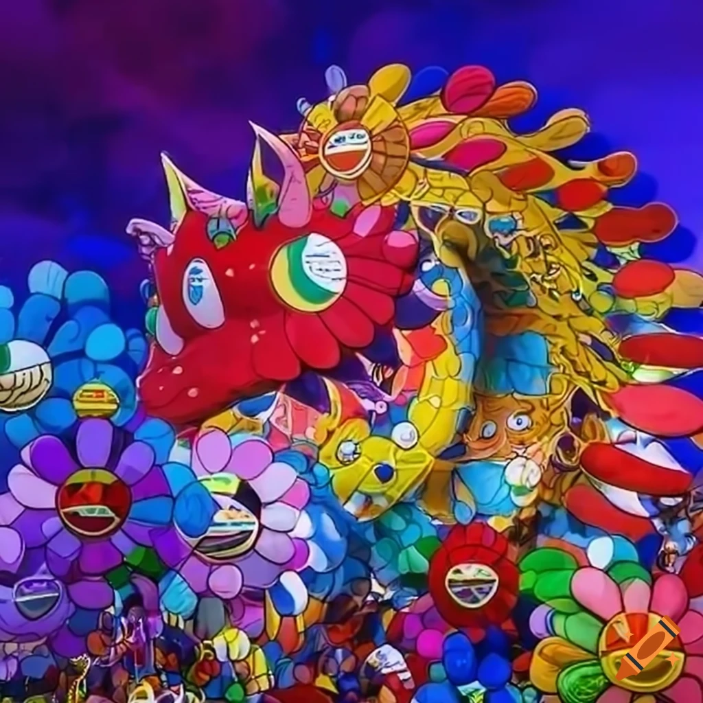 Takashi murakami dragon artwork on Craiyon