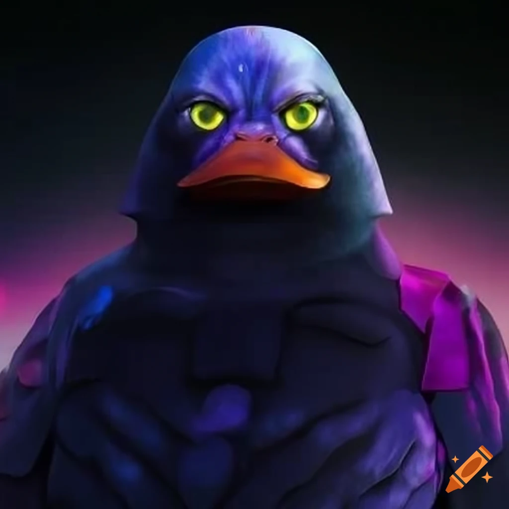 Illustration of a big duck dressed as a galactic emperor on Craiyon