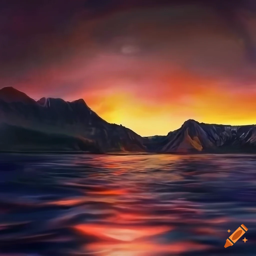 Sunset in a hyper-realistic and detailed style on Craiyon