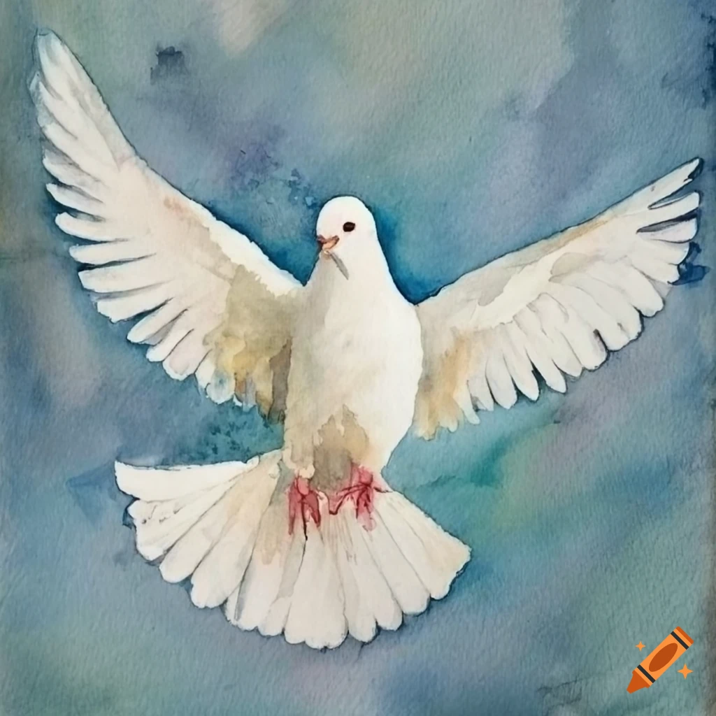 White doves in watercolor paintings on Craiyon