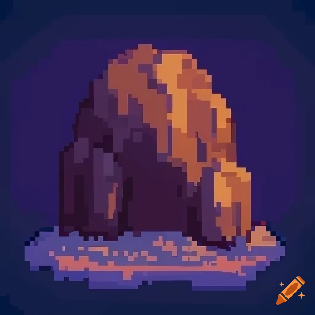 Detailed pixel art of a boulder on Craiyon