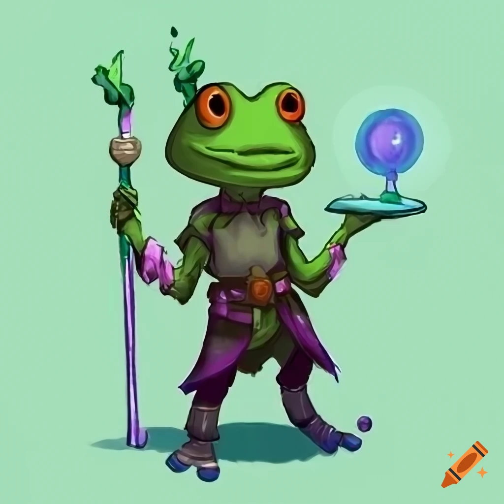 Cute frog warlock fantasy character on Craiyon