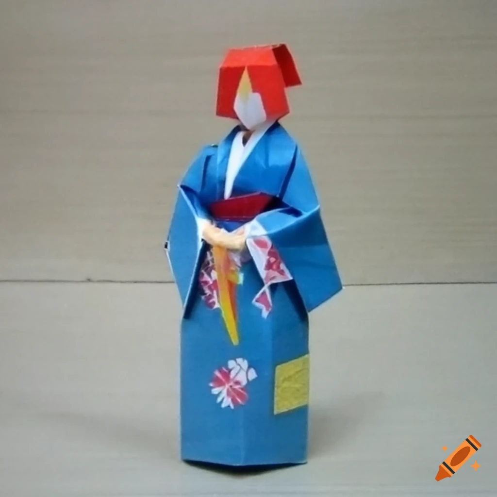 Papercraft woman in kimono origami figure on Craiyon