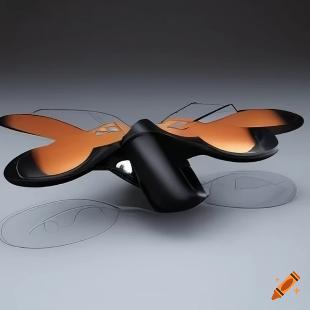 Dragonfly and dune inspired flying vehicle with sharp edges on Craiyon