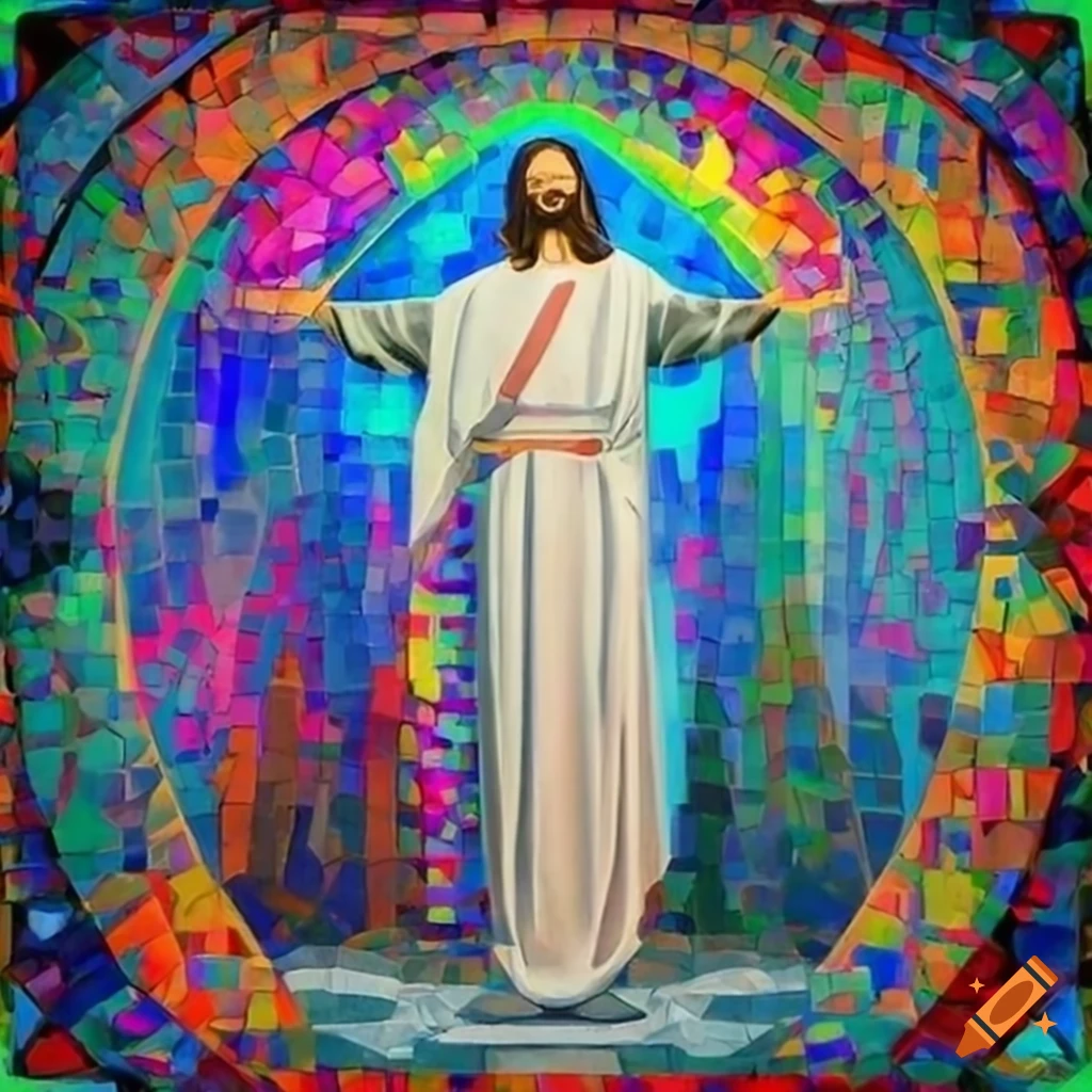 Hyper realistic portrait of jesus in a front facing full body view on ...