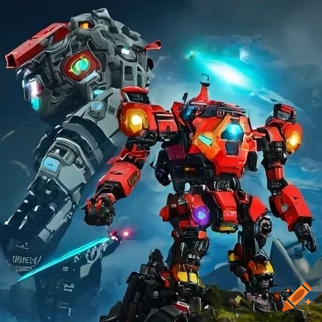 Colorful mecha in art nouveau and anime style inspired by titanfall on ...