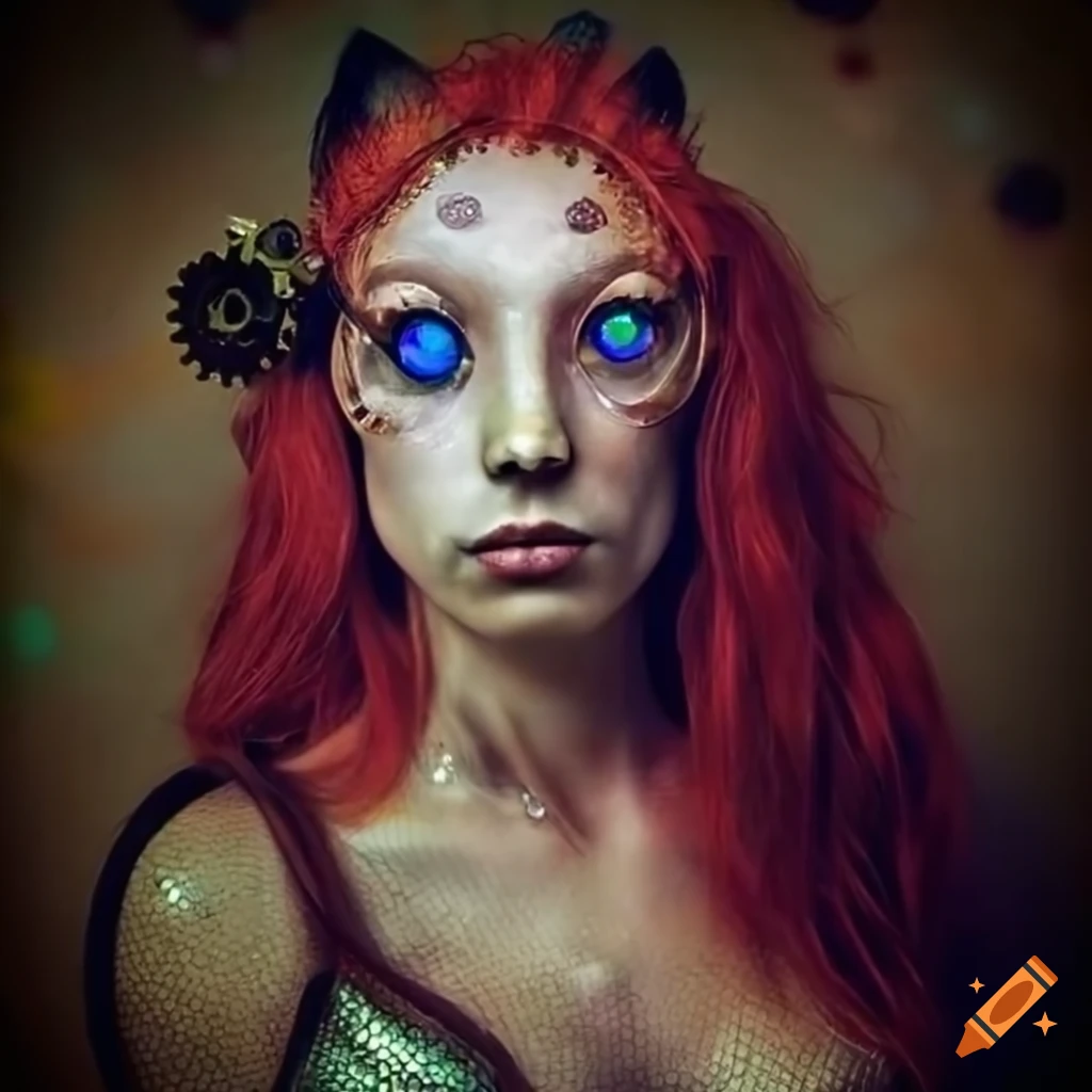🌟 crafting a hyper-realistic steampunk red-fox mermaid portrait! 🧜‍♀️🦊🔬 ...