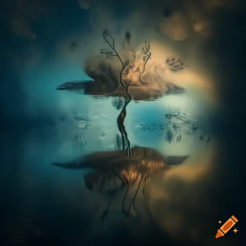 Surreal reflection on water depicting the mind's perception of reality ...