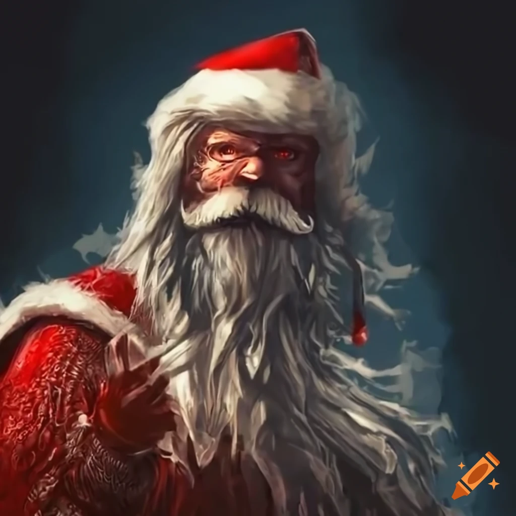 Santa claus as a powerful dark souls boss on Craiyon