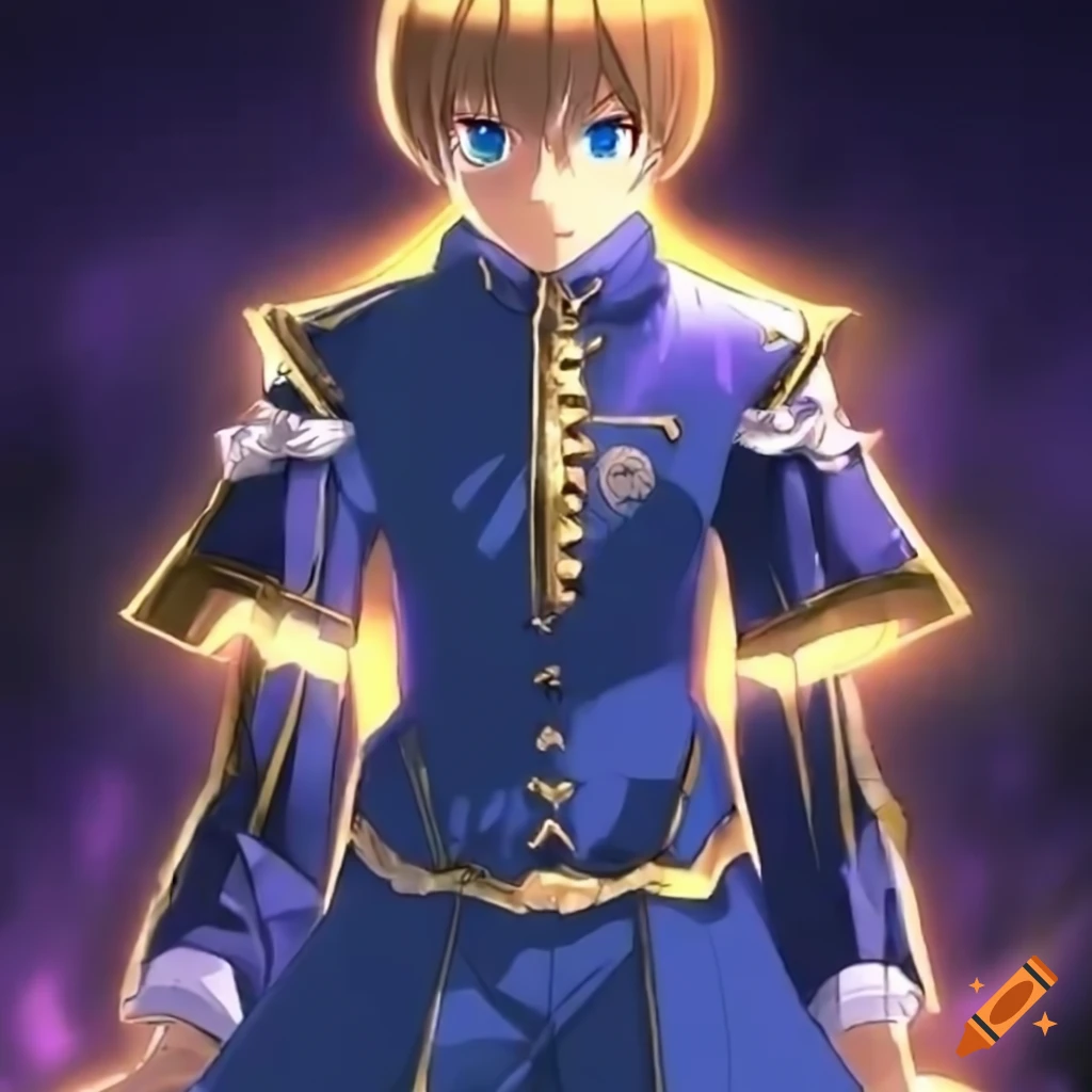 Noah Kaiba wearing Dartz's outfit with gold trim in high-detail anime ...