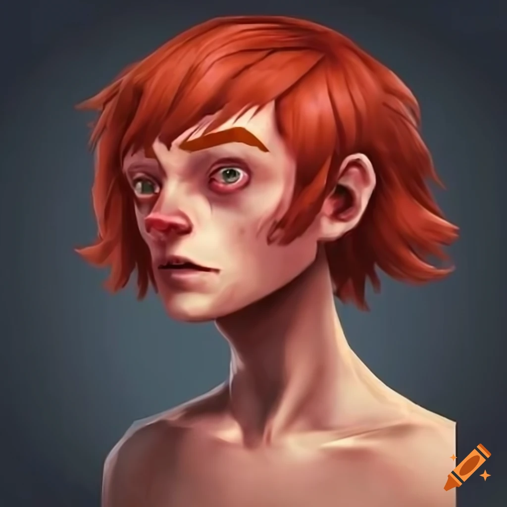 Portrait of a young red-headed character on Craiyon