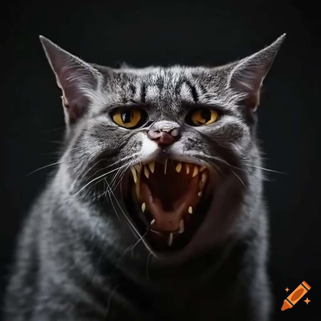 Furious cat with intense expression on Craiyon