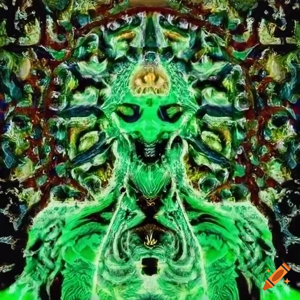 Chaos god of green consciousness ninja punk on Craiyon