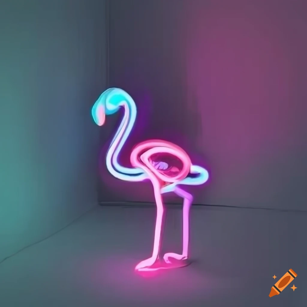 Neon flamingo on Craiyon