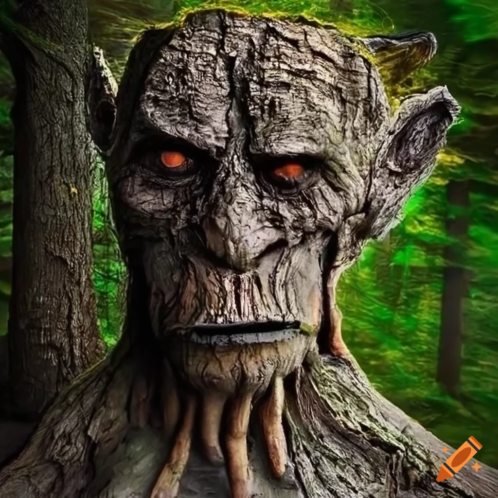 Rotten Tree Monster emerging from hyper-realistic micro photography on ...