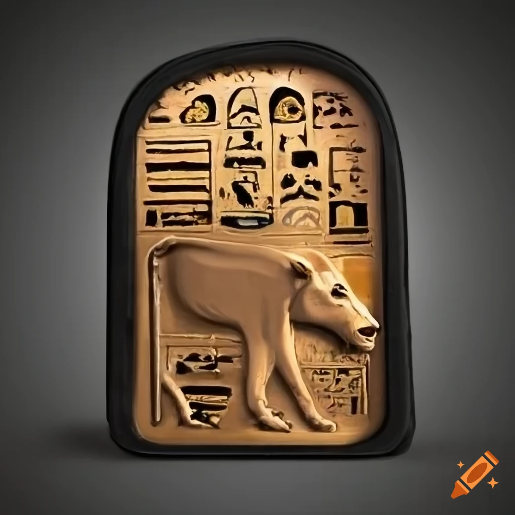 Egyptian tablet with lion and goat figures on Craiyon