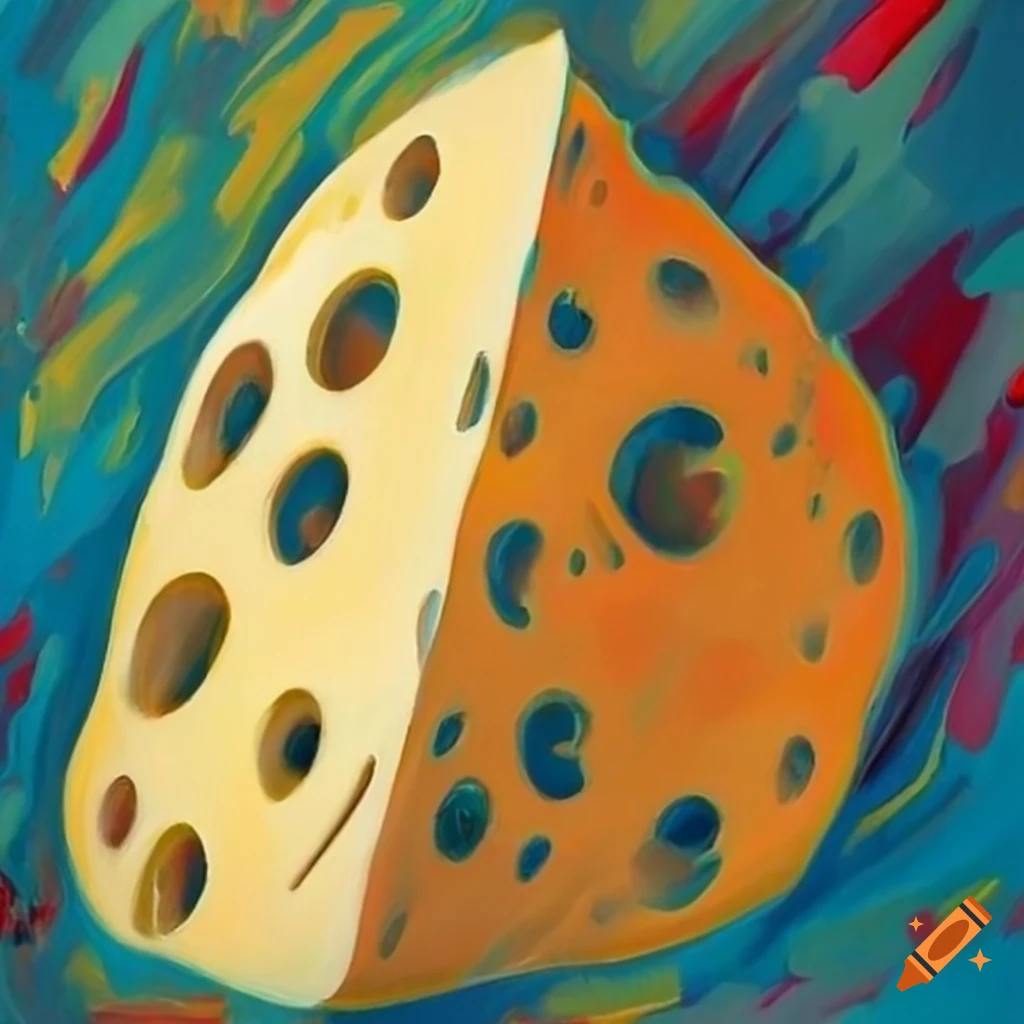 Abstract painting of swiss cheese on Craiyon