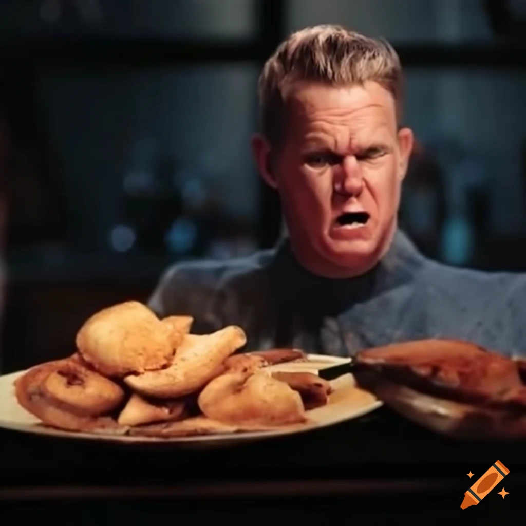 Chef gordon ramsay frustrated with raw food on Craiyon