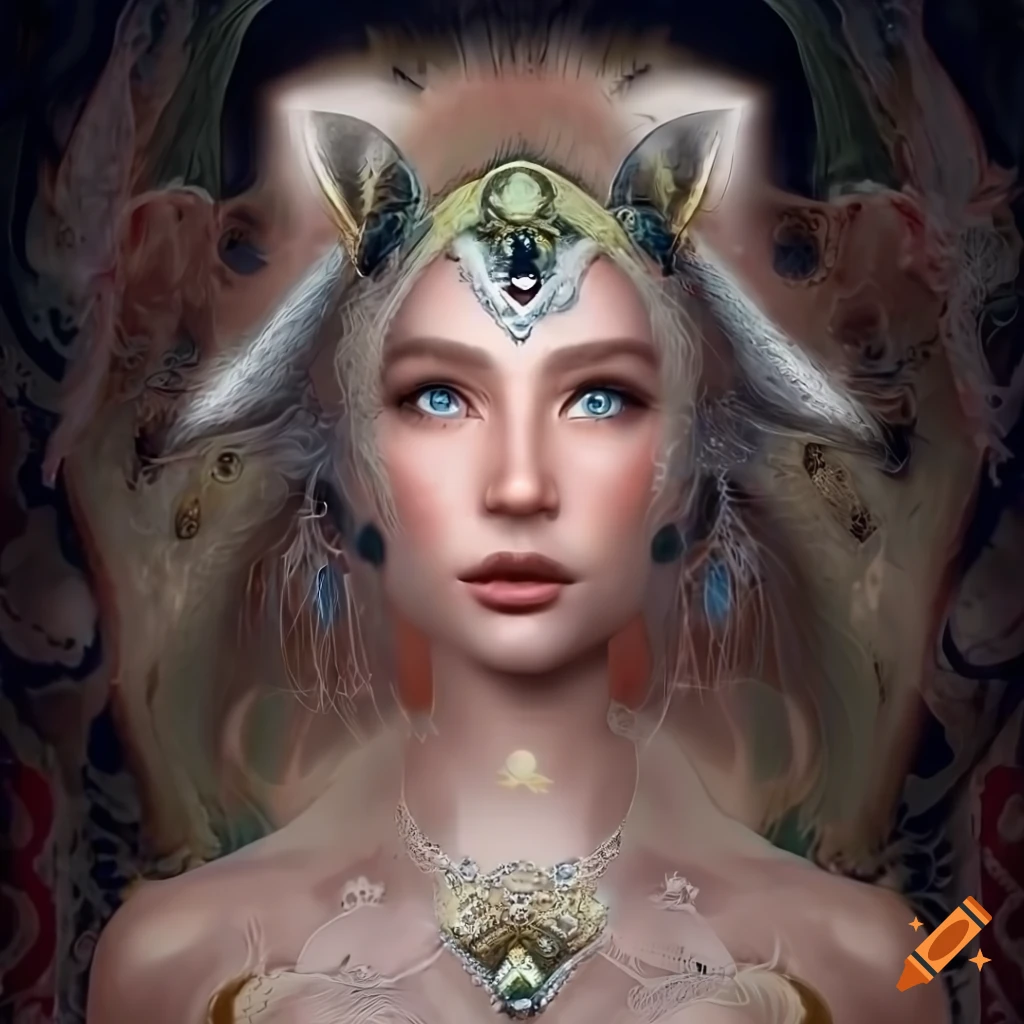 Hyperrealistic octane render of a female elf fairy goddess with fur ...