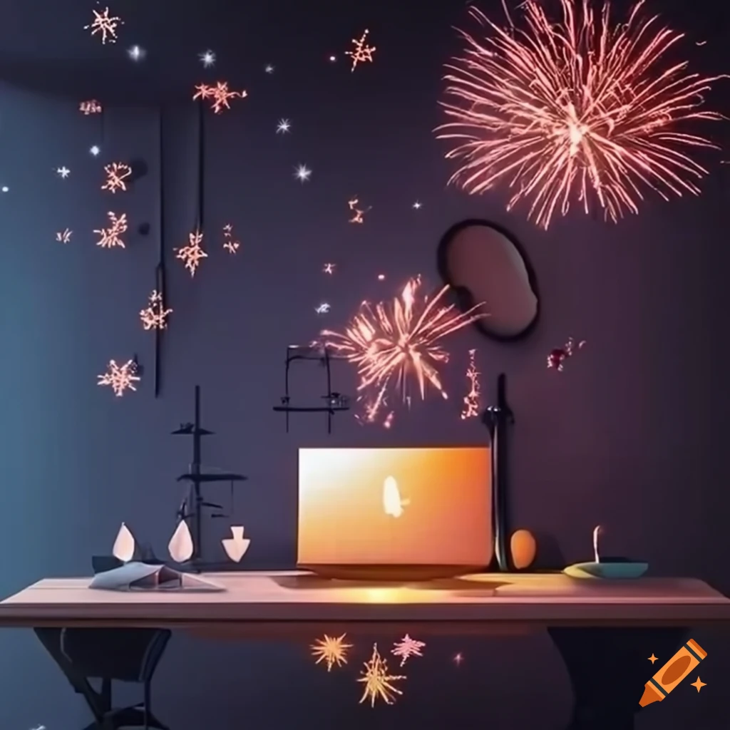 Festive new year's eve office decorations on Craiyon