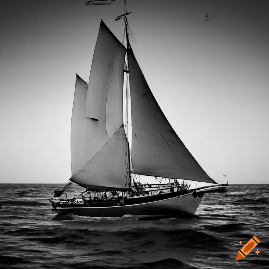 Malo 34 sailing on the high sea in a realistic monochrome portrayal on ...