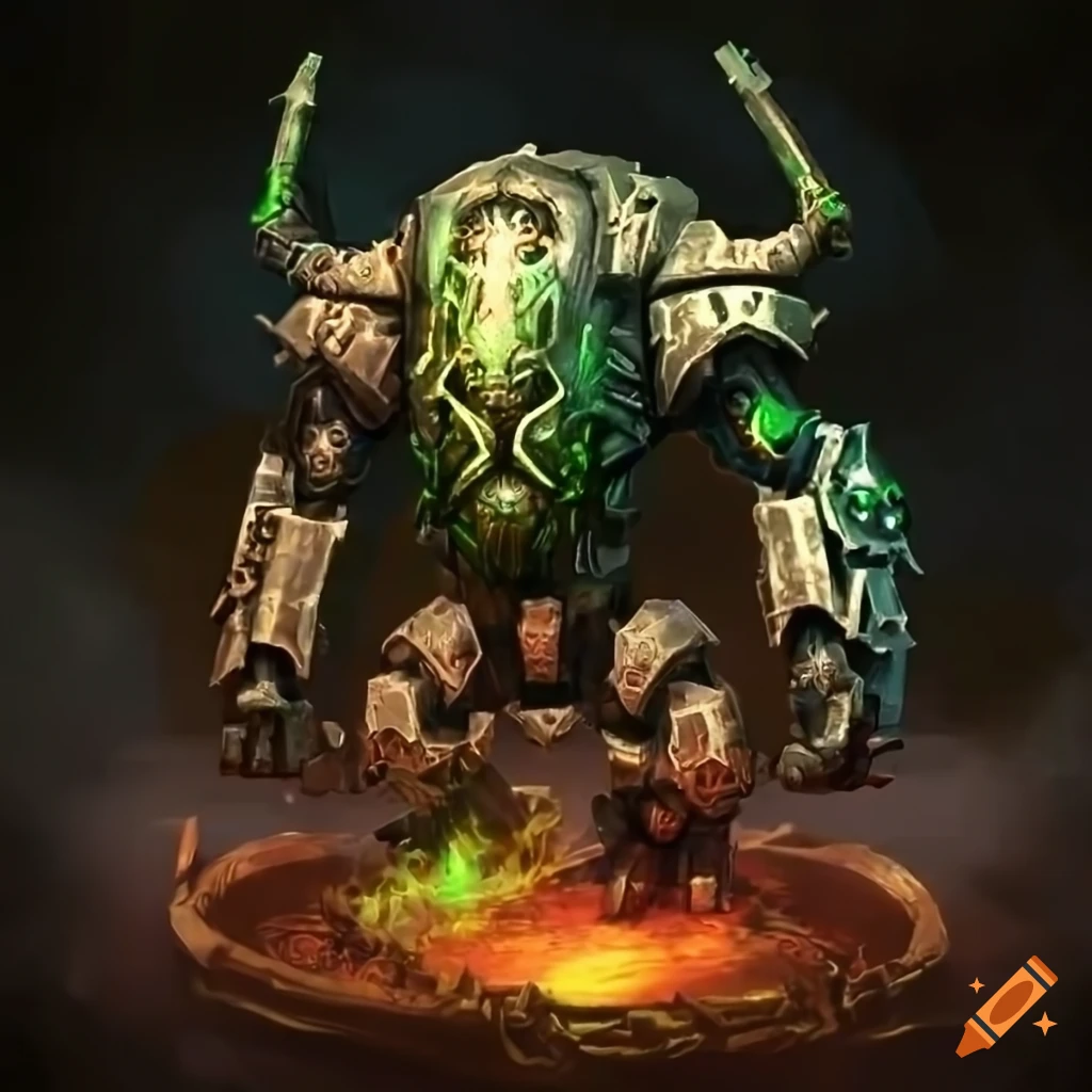 Mech inspired by world of warcraft and warhammer necrons on Craiyon
