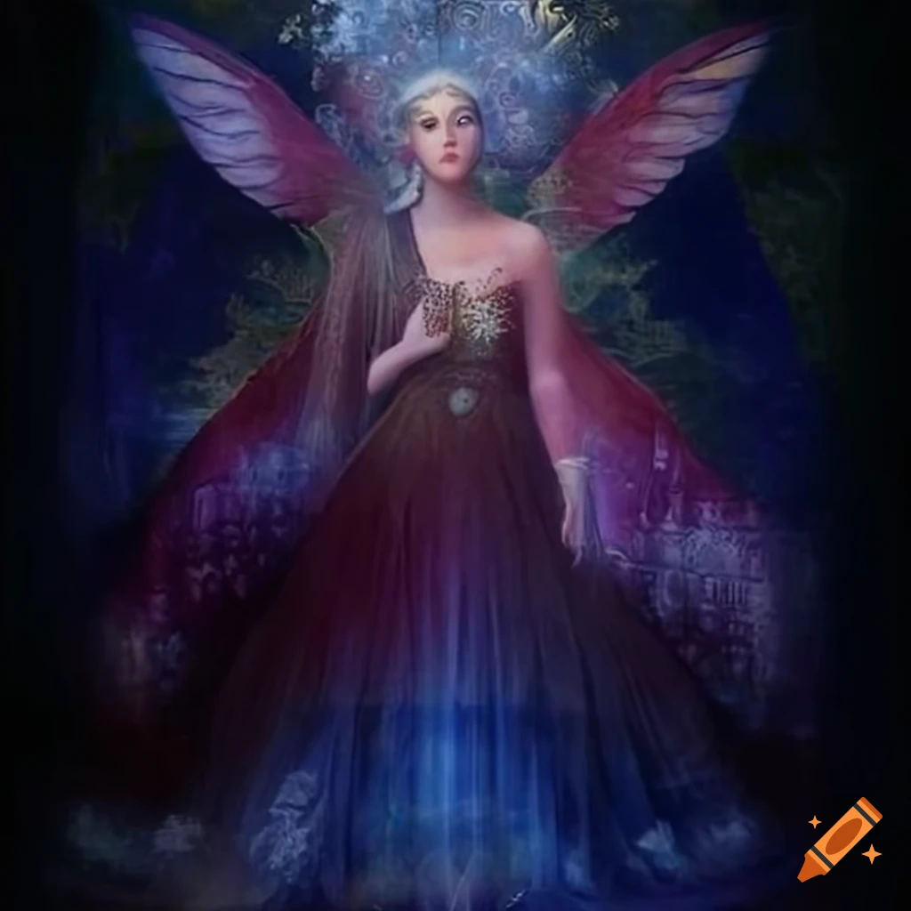 Hyperrealistic digital artwork featuring a fairy goddess with ...