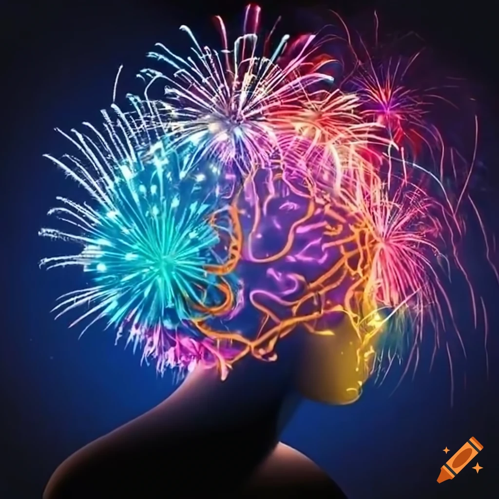 New year fireworks in a brain on Craiyon