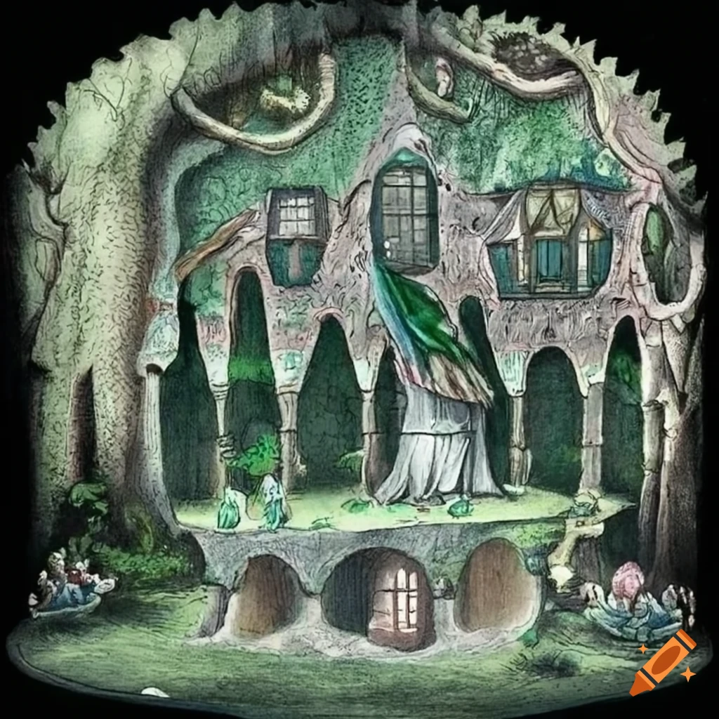 Exquisite Fairy in an otherworldly woodland sanctuary with towering ...