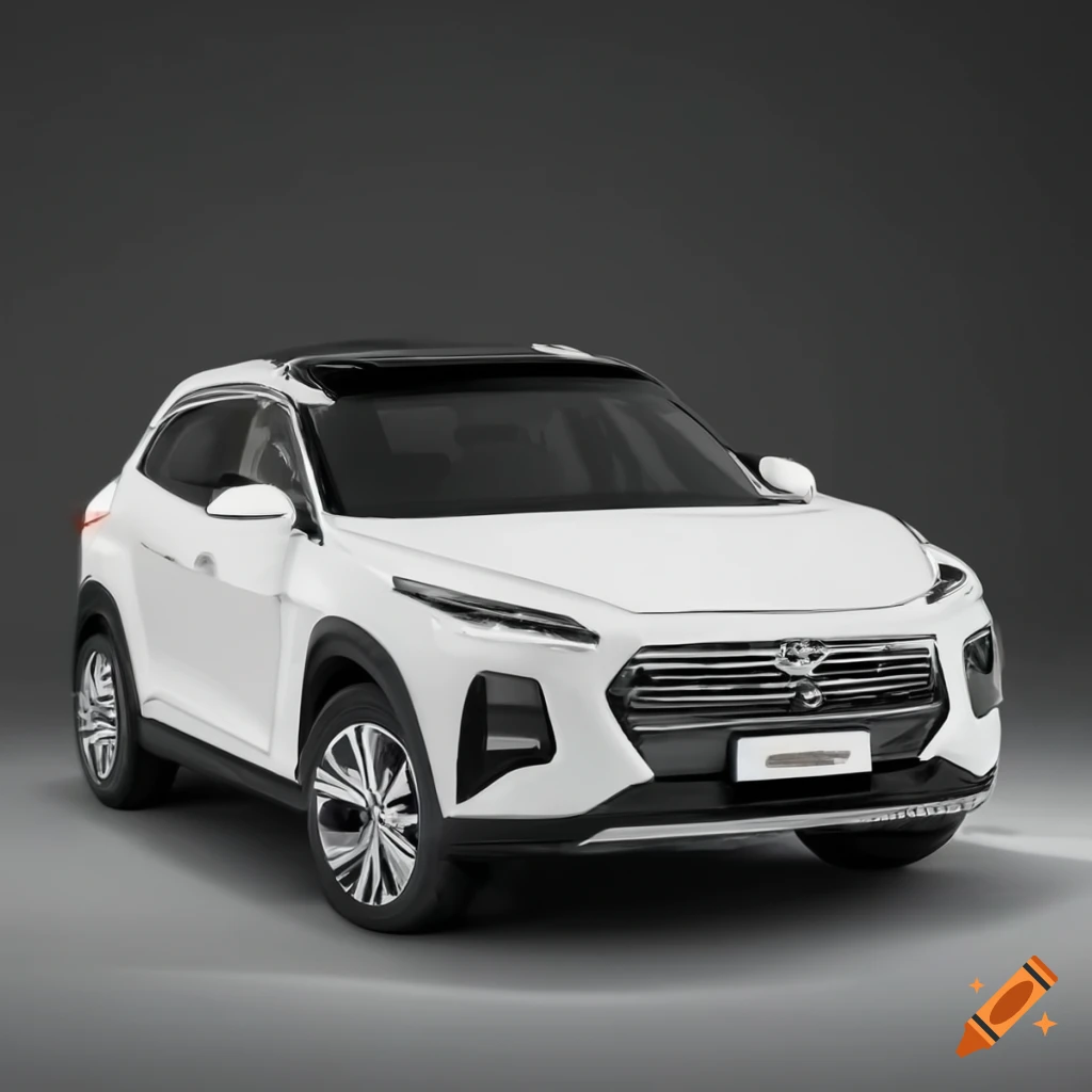 Modern white crossover car model on Craiyon