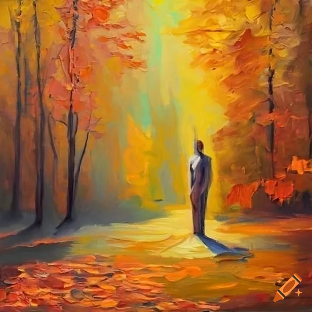 Autumn landscape with a human figure on Craiyon