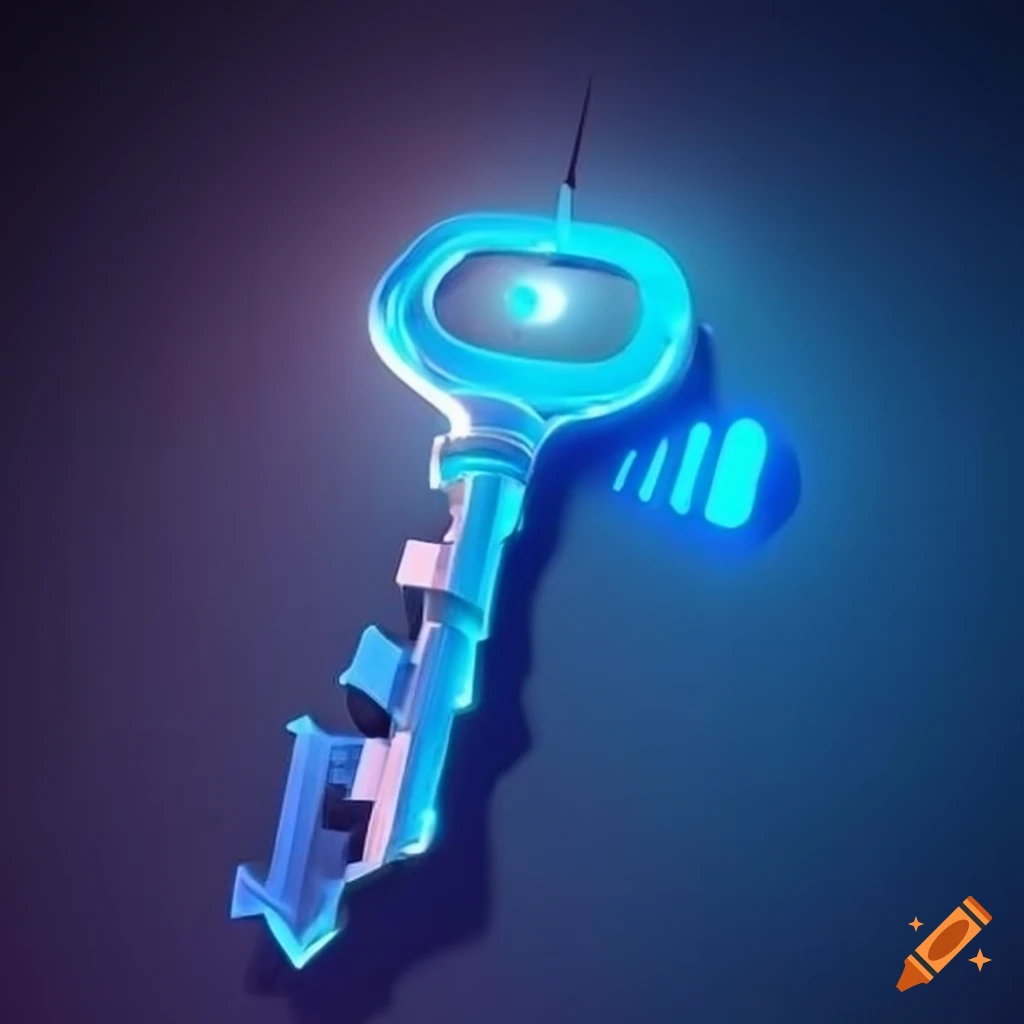 Futuristic blue key on Craiyon