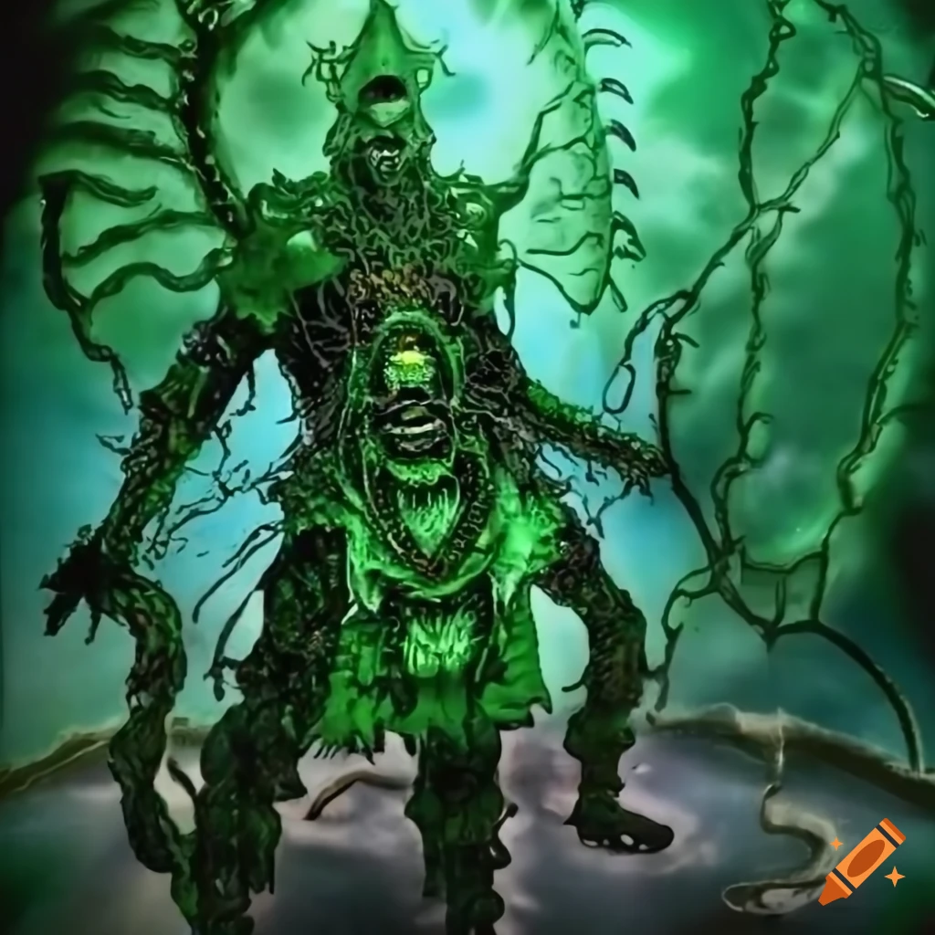 Chaos god of green consciousness ninja punk on Craiyon