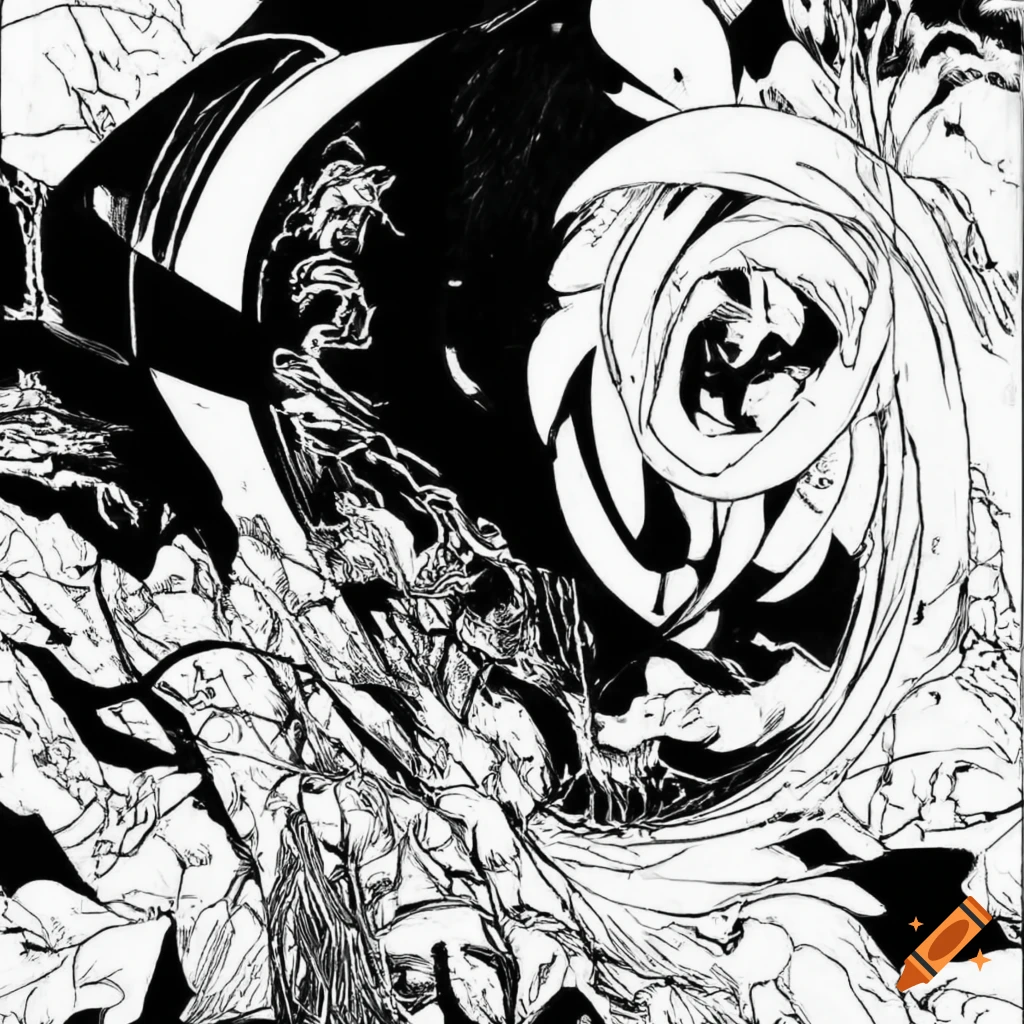 Highly detailed and sharp black and white manga panel with abstract ...