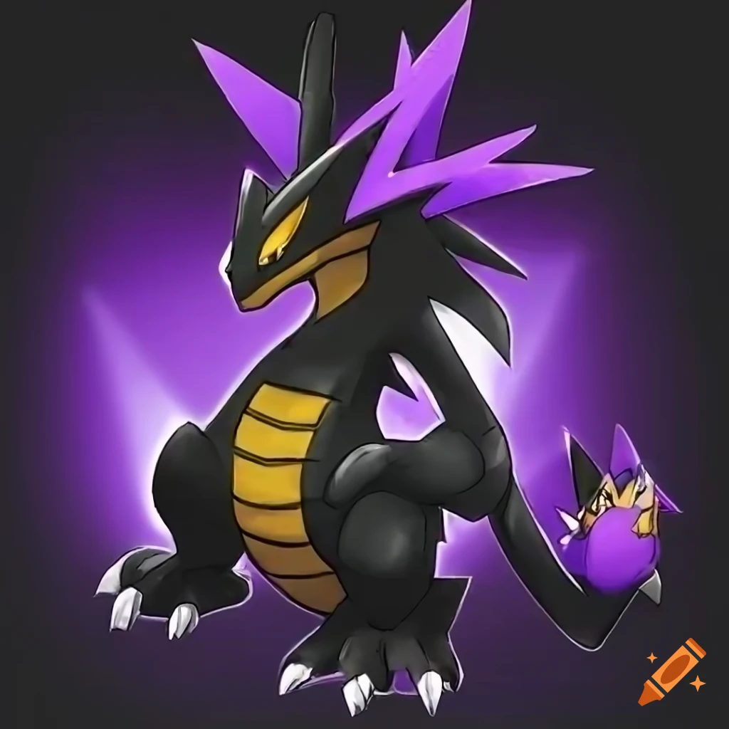 Purple and black two-headed dragon pokemon on Craiyon