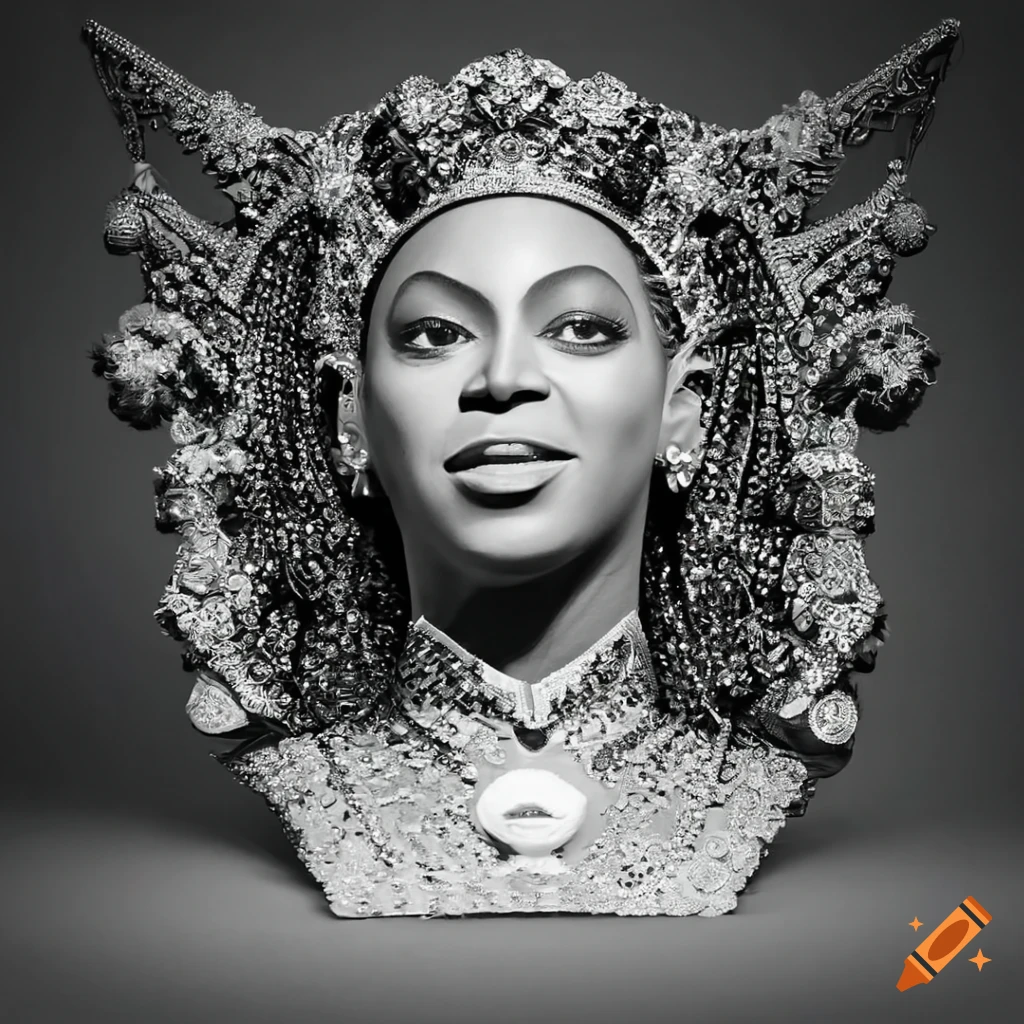 Iconic bust of Beyonce in traditional science-fiction attire with ...