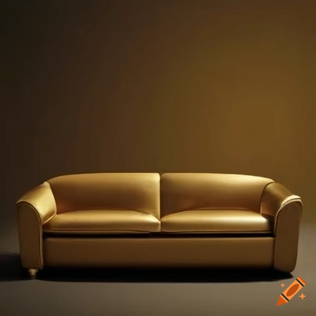 Golden couch with soft overhead lighting on Craiyon