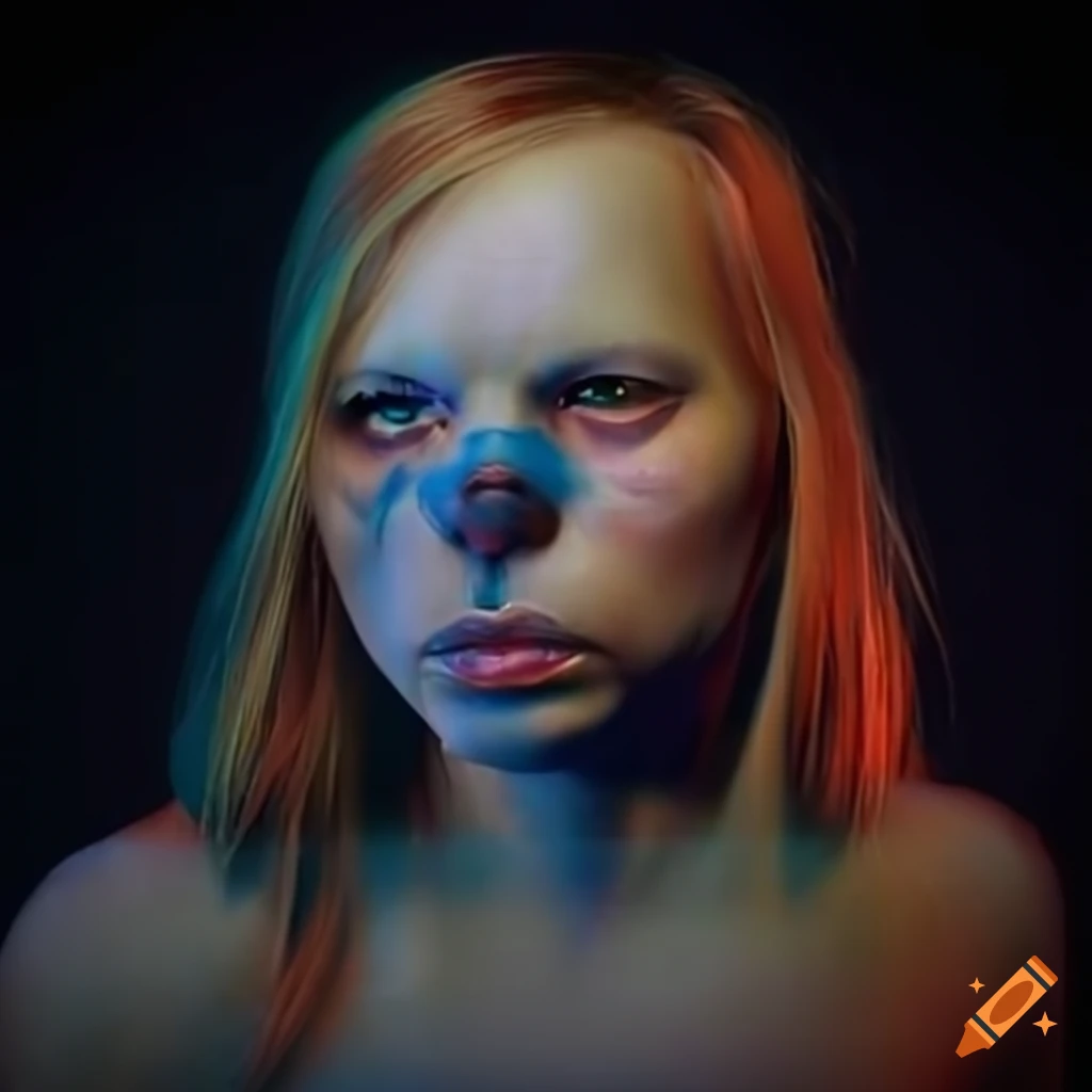 Close-up of high detailed and sharp front-facing portrait view on Craiyon