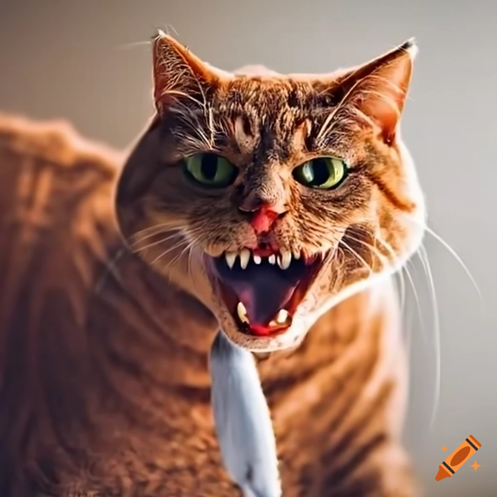 Furious cat with intense expression on Craiyon