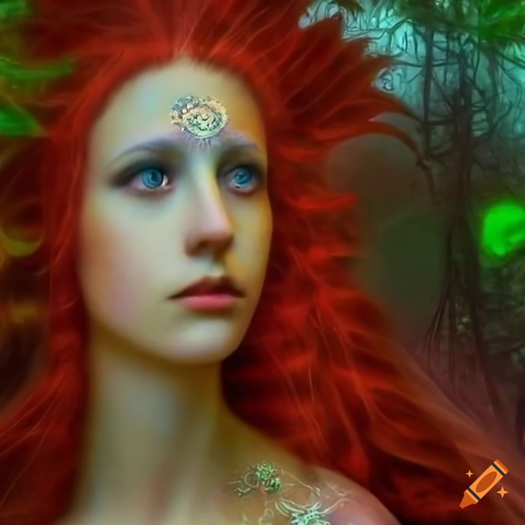 Close-up of a mermaid goddess in surreal saltwater mountain lake on Craiyon