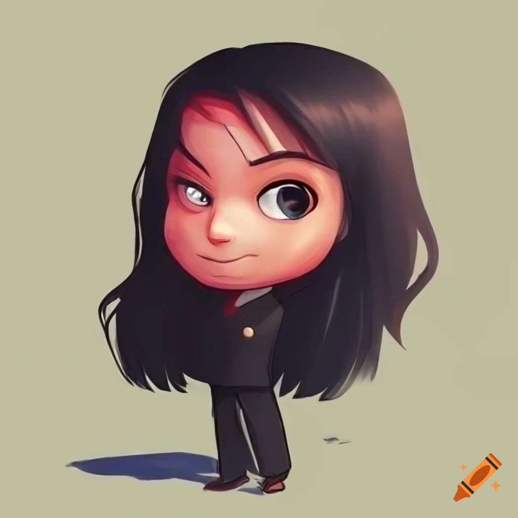 Cartoon hero wearing a black jacket and suit on Craiyon